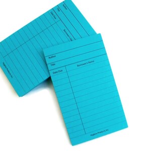 Blue Library Cards Set of 20 - Etsy