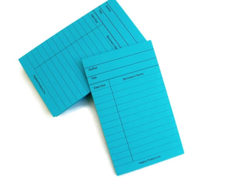 Blue Library Cards Set of 20 - Etsy