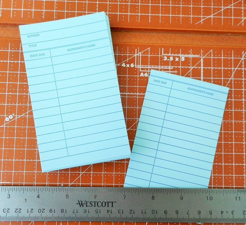 Library Cards Set of 20 Check Out Cards Light Blue - Etsy