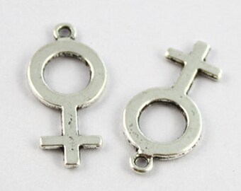 50pcs Gender Symbol Charms Female Charms Antique Silver Tone 8x18mm ...