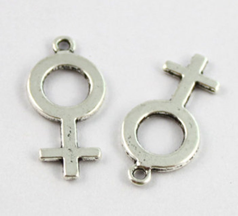 Metal Charms Female Symbol Set of 2 - Etsy