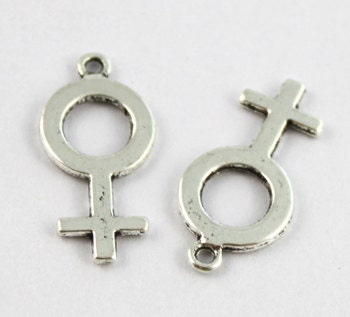 Metal Charms Female Symbol Set of 2 - Etsy
