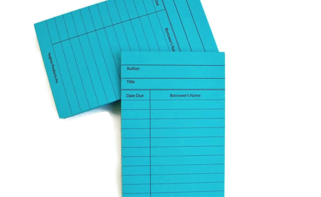 Blue Library Cards Set of 20 - Etsy