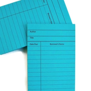 Blue Library Cards Set of 20 - Etsy