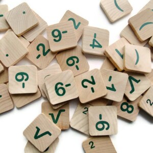 Wood Number Tiles Math Game Tiles Set of 50 - Etsy