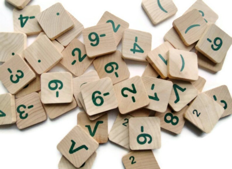Wood Number Tiles Math Game Tiles Set of 50 - Etsy