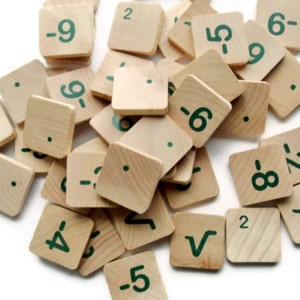 Wood Number Tiles Math Game Tiles Set of 50 - Etsy