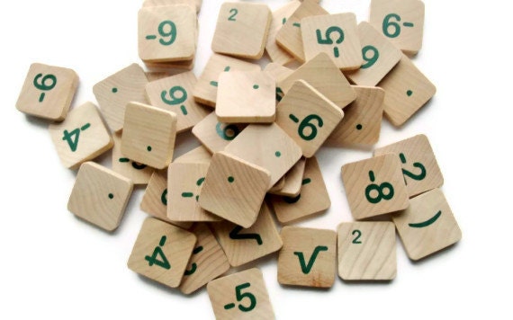 Wood Number Tiles Math Game Tiles Set of 50 - Etsy