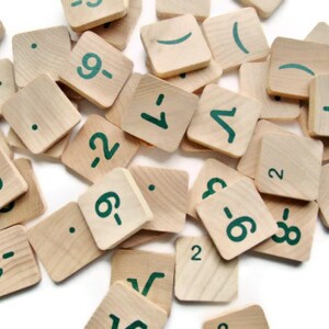 Wood Number Tiles Math Game Tiles Set of 50 - Etsy