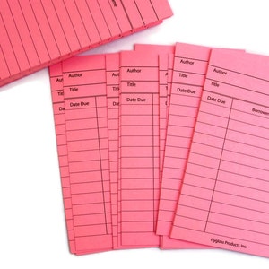 Pink Library Cards Set of 20 - Etsy