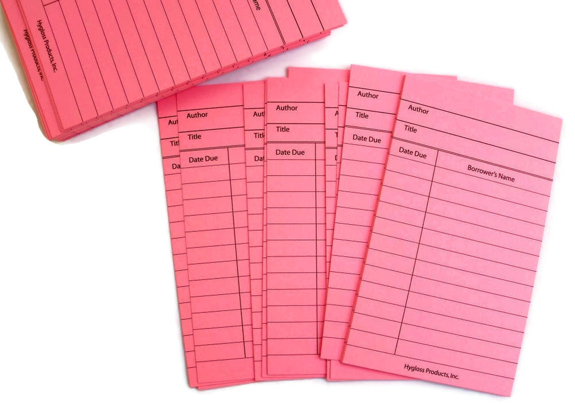 Pink Library Cards Set of 20 - Etsy