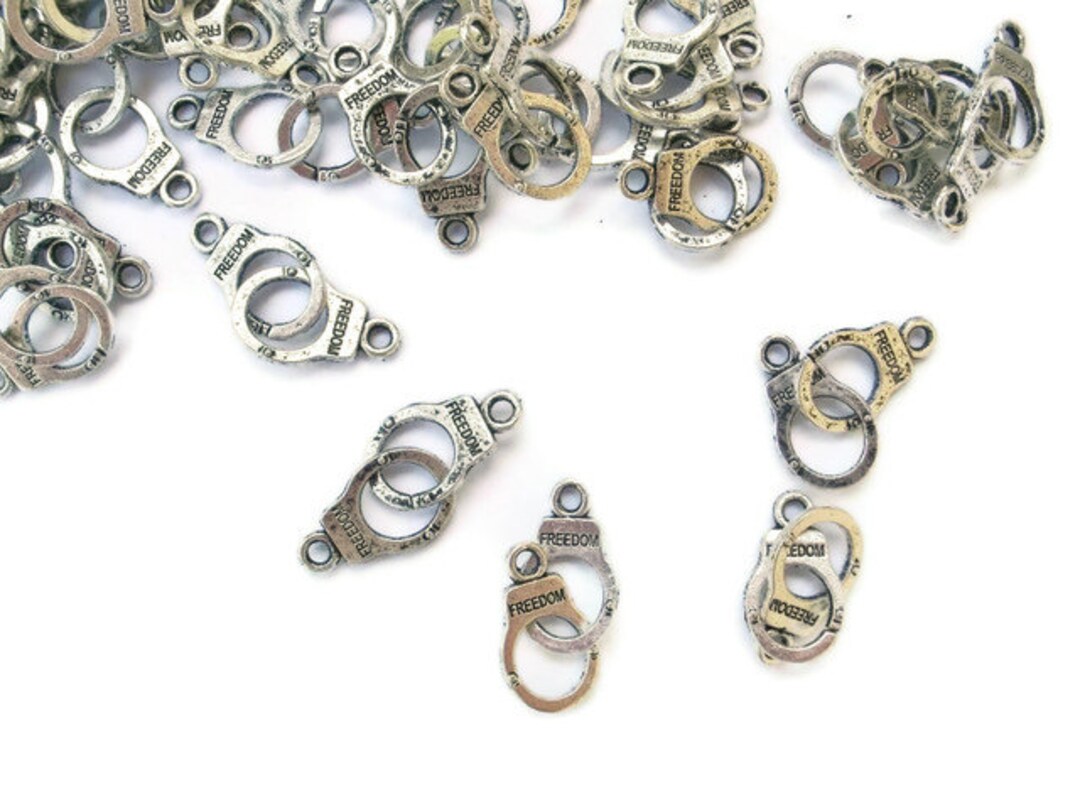 Silver Handcuff Charms Set of 10 - Etsy