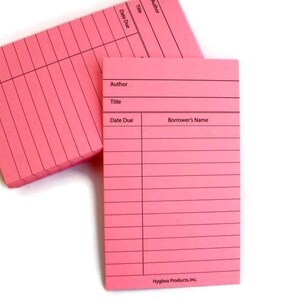 Pink Library Cards Set of 20 - Etsy