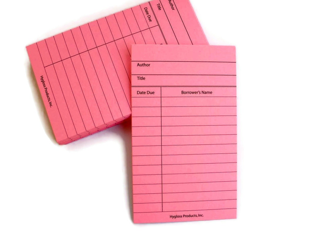 Pink Library Cards Set of 20 - Etsy