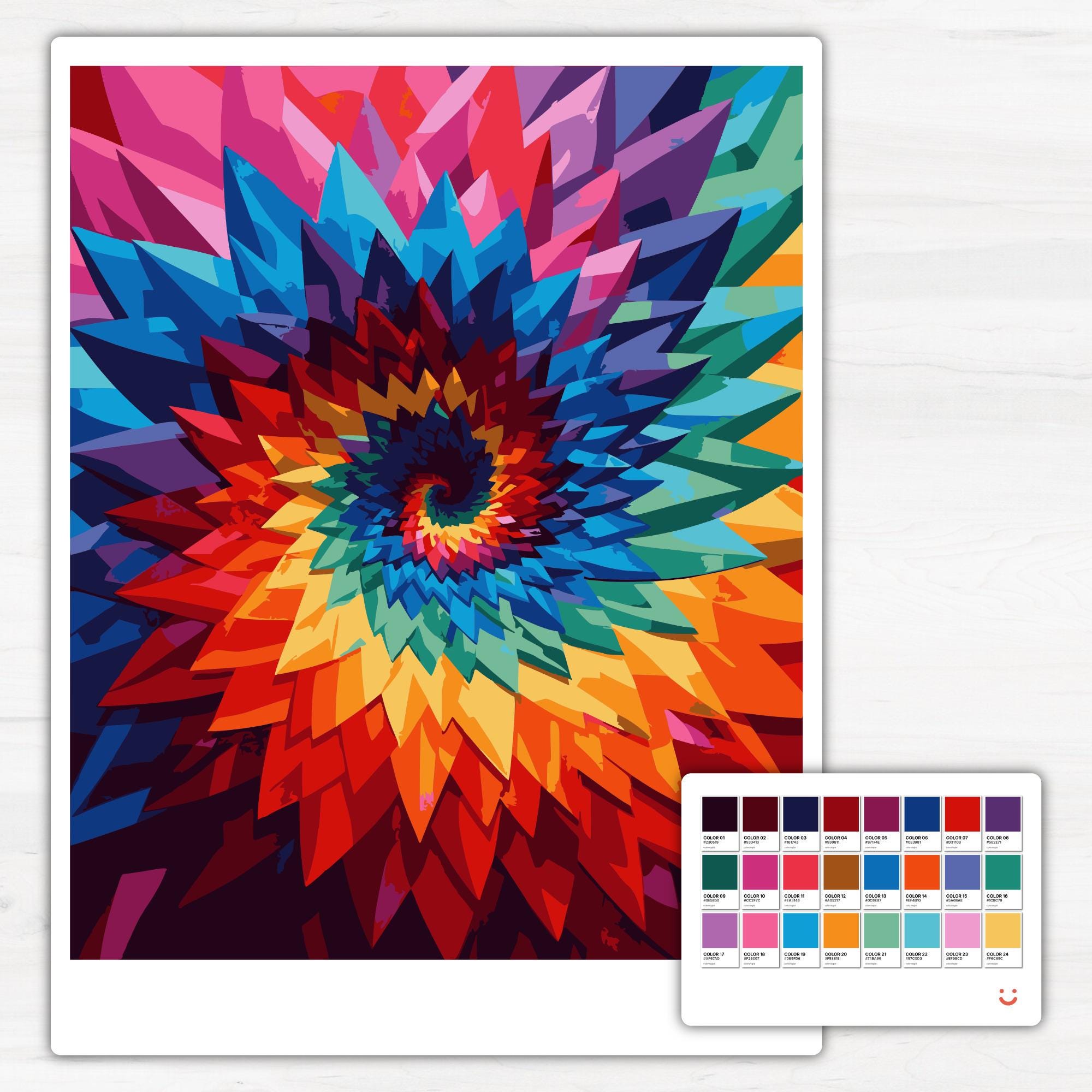 Vibrant Geometric Design - Color by Number - Digital & Printable - 4 ...