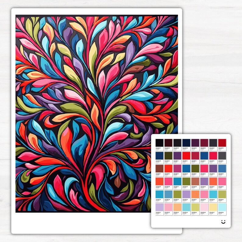 Colorful Leaf Design - Color by Number - Digital & Printable - 4 Levels ...