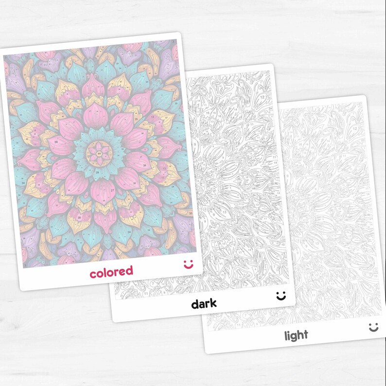 Colorful Flower Pattern - Color by Number - Digital & Printable - 4 ...
