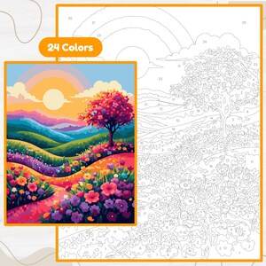 Colorful Landscape Advanced Color by Number, Paint by Number, Procreate ...