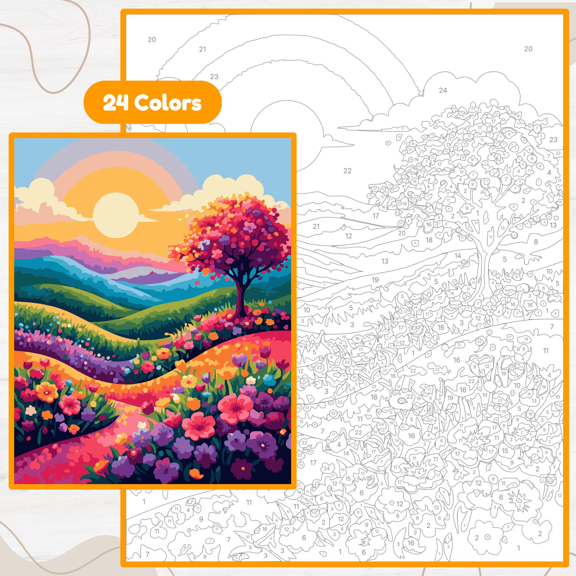 Colorful Landscape Advanced Color by Number, Paint by Number, Procreate ...