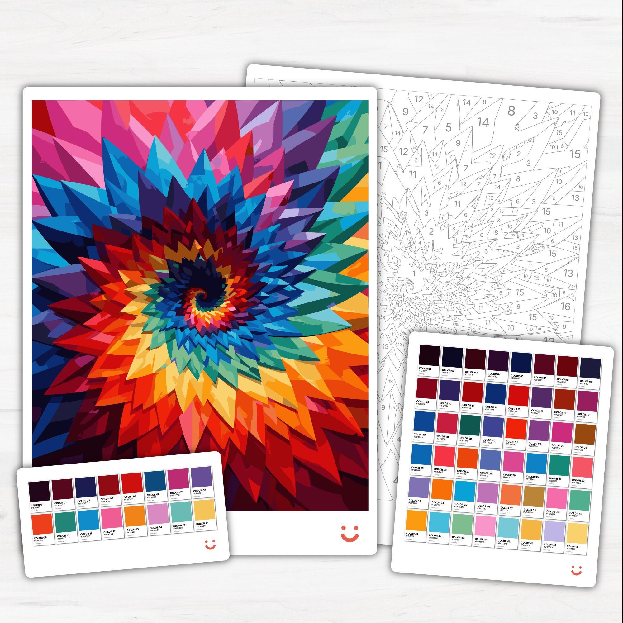 Vibrant Geometric Design - Color by Number - Digital & Printable - 4 ...