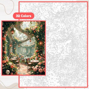 Rose Cafe Color by Number Pages, Paint by Number, Digital, Procreate ...
