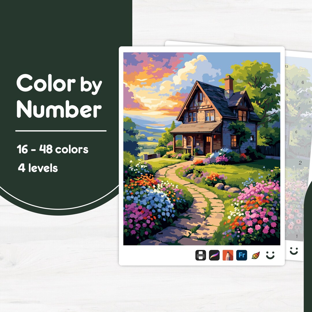 Flower Garden Path - Color by Number - Digital & Printable - 4 Levels ...