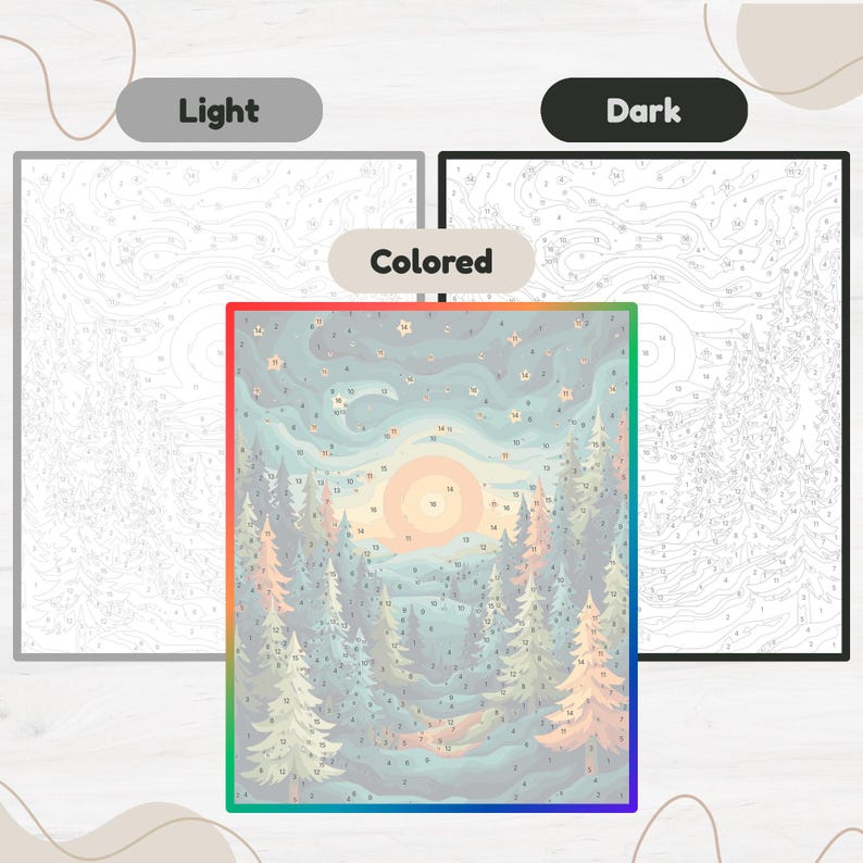 Mystical Forest Color by Number Pages, Paint by Number, Digital ...