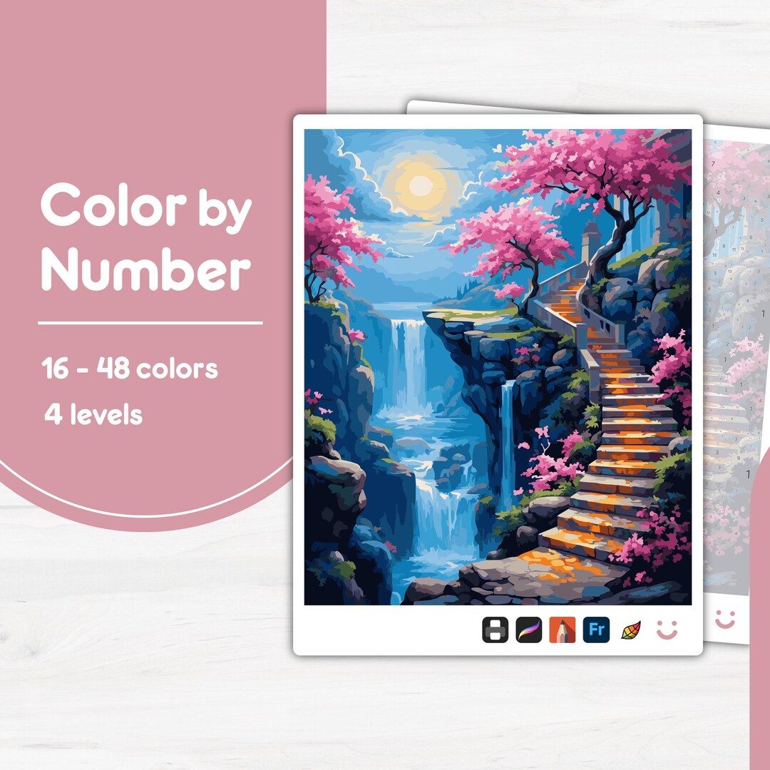 Serenitys Ascent Color by Number PBN for Procreate, Sketchbook, Prints ...