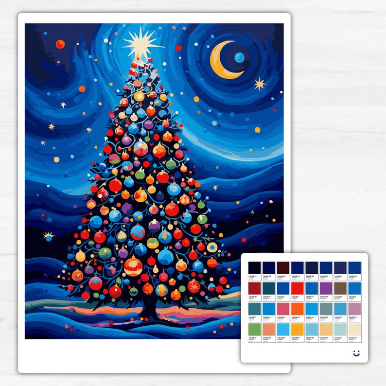 Night Sky With Stars - Color by Number - Digital & Printable - 4 Levels ...