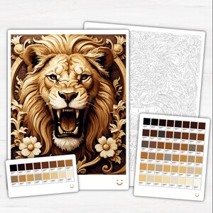 Lion Portrait Close-up - Color by Number - Digital & Printable - 4 ...
