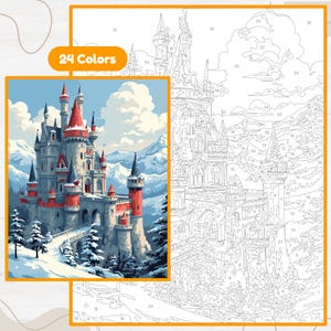 Snowy Castle Advanced Color by Number, Paint by Number, Procreate ...