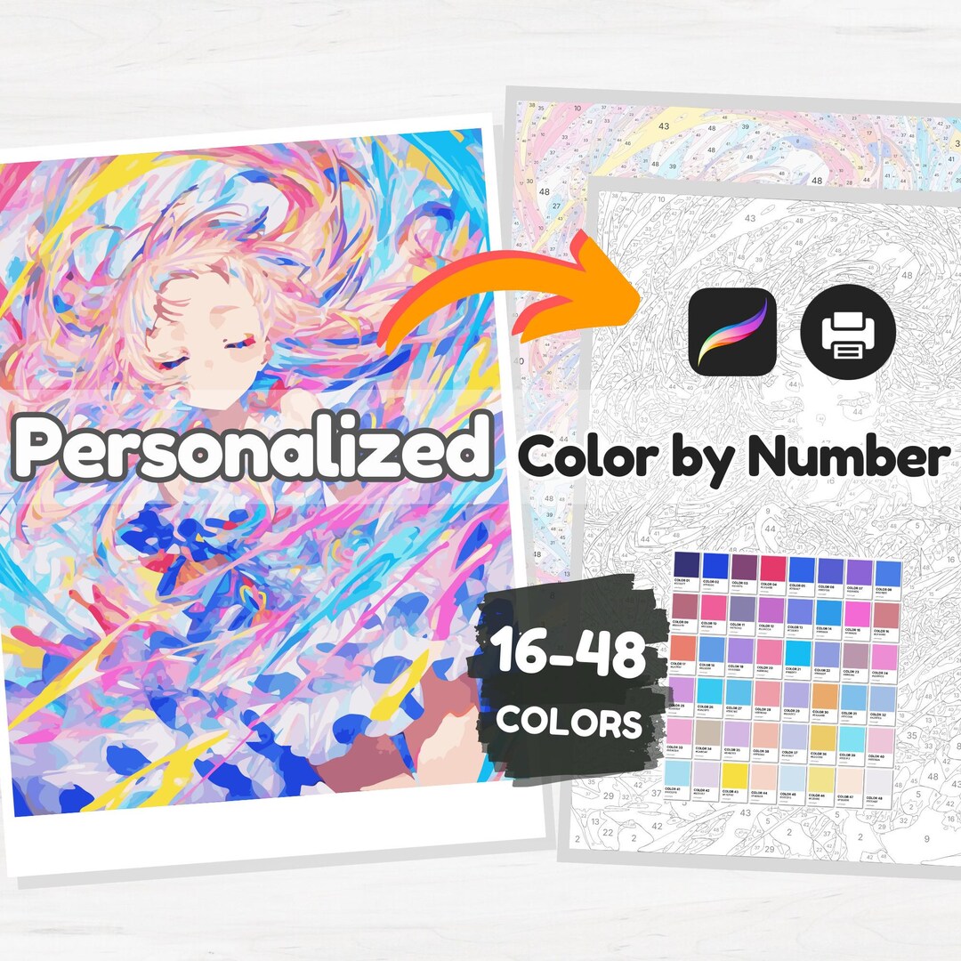 Personalized Color by Number Pages, Paint by Number, Digital, Procreate ...
