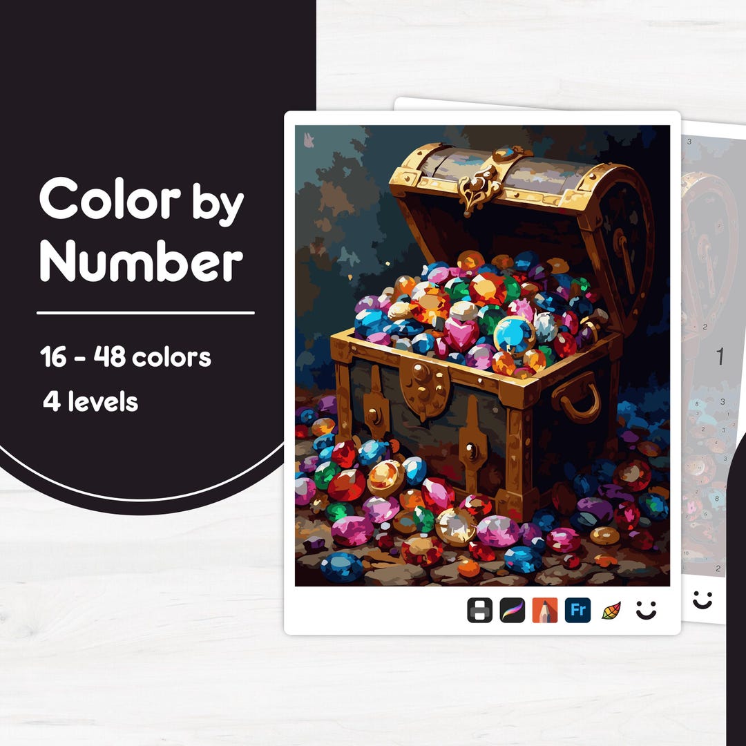 Colorful Jewels Spread - Color by Number - Digital & Printable - 4 ...