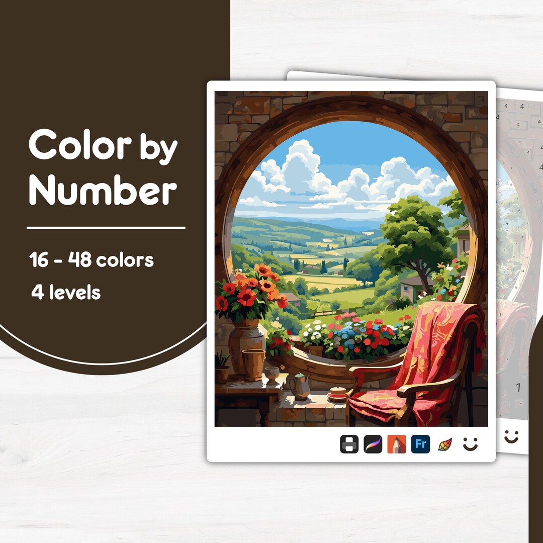 Elysian Frames of Nature Color by Number PBN for Procreate, Sketchbook ...