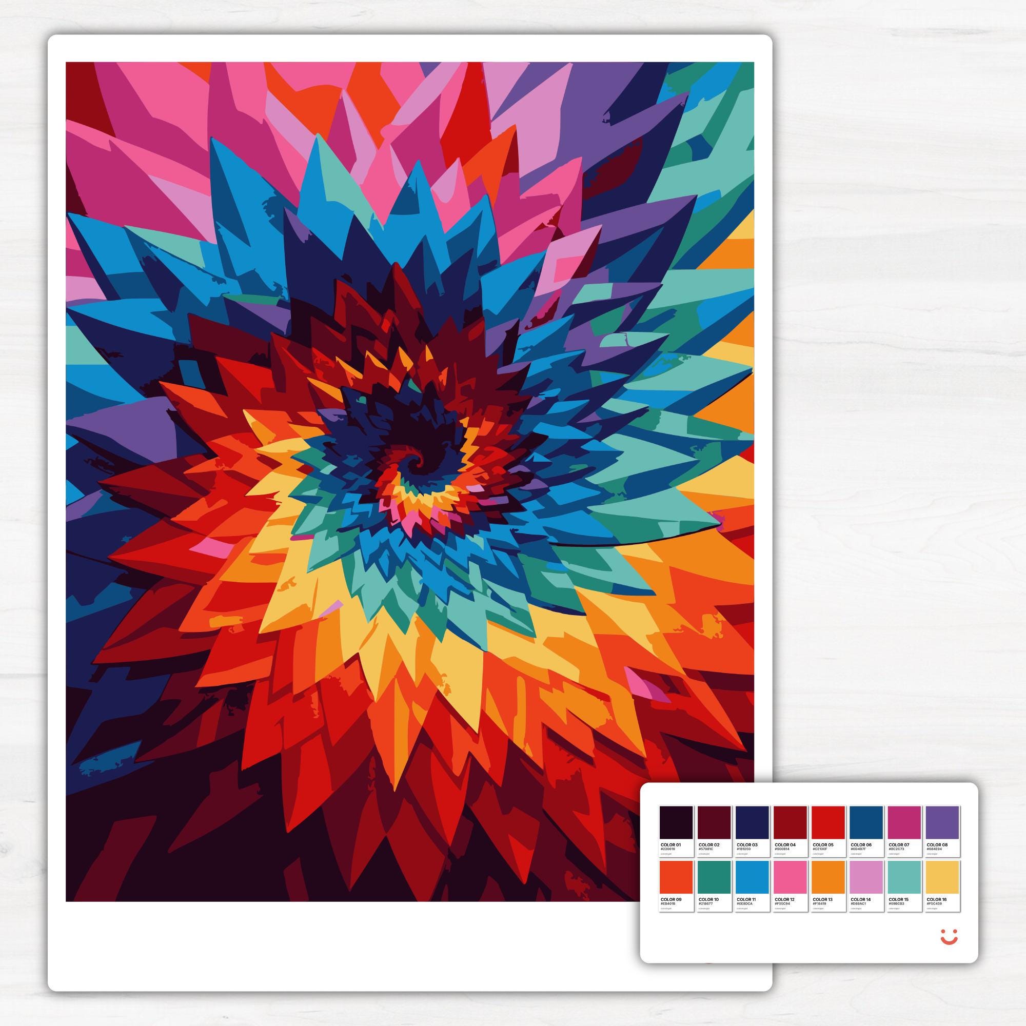 Vibrant Geometric Design - Color by Number - Digital & Printable - 4 ...