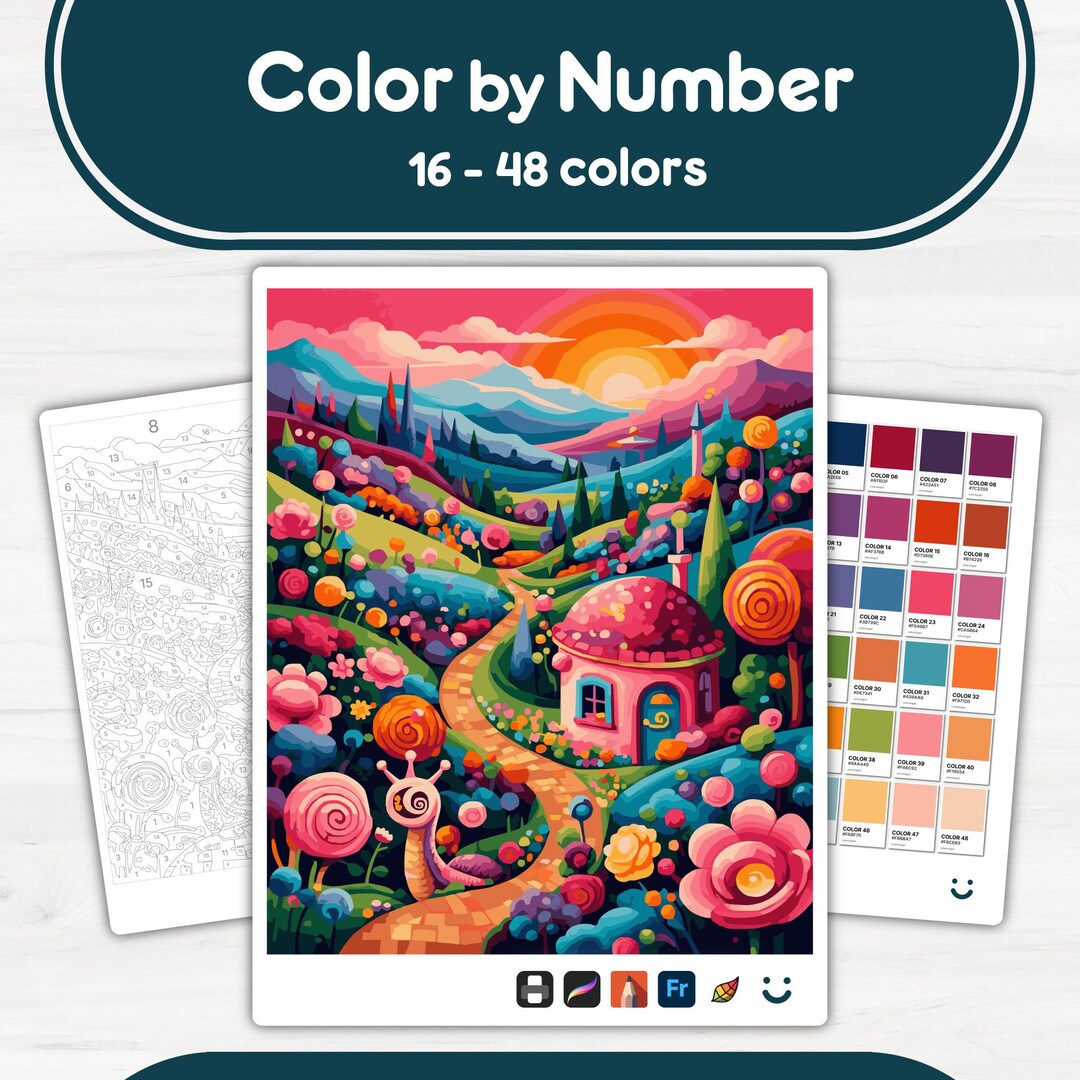 Colorful Flower Garden - Color by Number - Digital & Printable - 4 ...