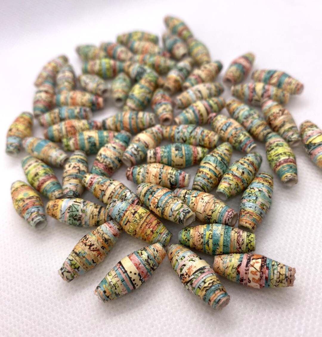 Handmade Paper Beads – Map Print Design – Jewelry and Craft Supplies - Etsy