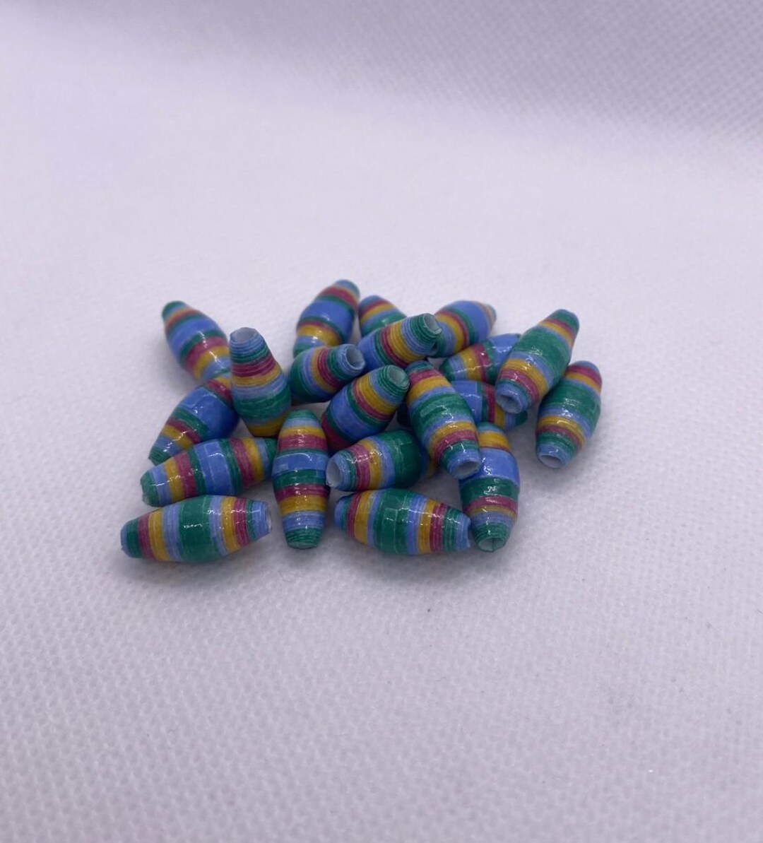 Handmade Multi Color Striped Paper Beads – Colorful Bead Set for ...