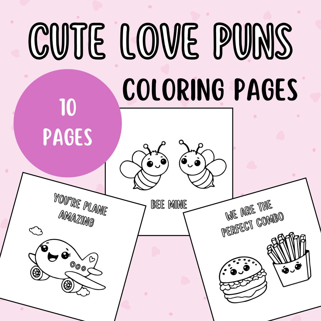 Cute Love Puns Coloring Pages Vol 1 Pages 21-30 - Etsy