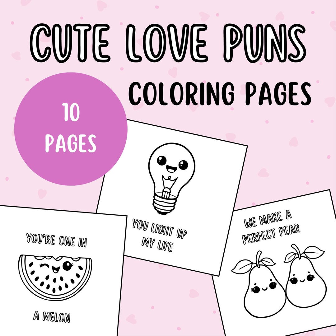 Cute Love Puns Coloring Pages Vol 1 Pages 31-40 - Etsy
