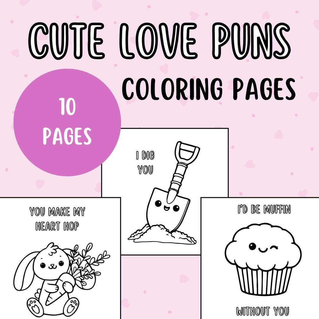 Cute Love Puns Coloring Pages Vol 1 Pages 11-20 - Etsy