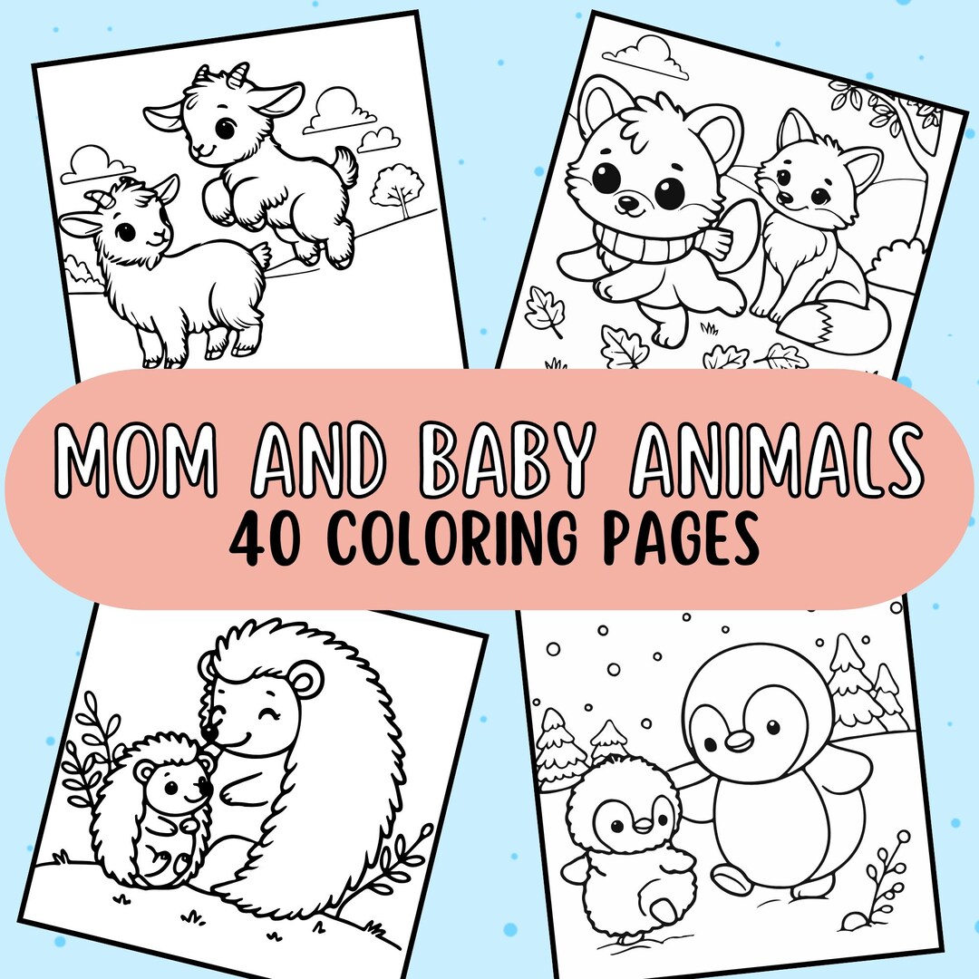 40 Cute Animal Coloring Pages Instant Digital Download for Adults ...