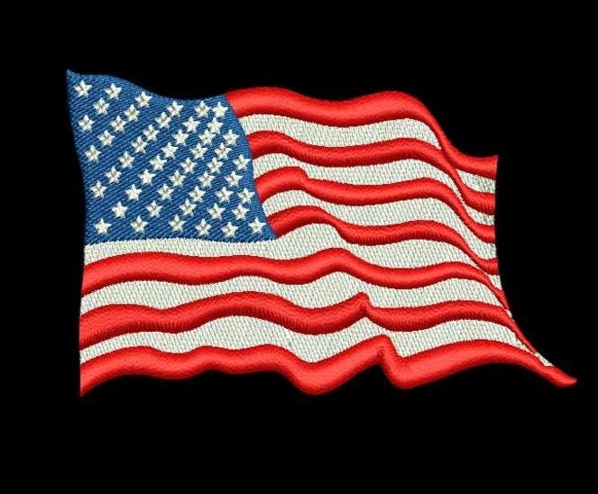 Wavy American Flag Embroidery Design: Patriotic USA File (instant ...