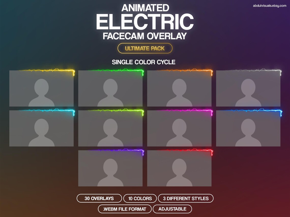 Animated Electric Facecam Overlay, Webcam Overlay, Ultimate Pack, 10 ...