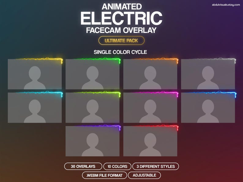Animated Electric Facecam Overlay, Webcam Overlay, Ultimate Pack, 10 ...