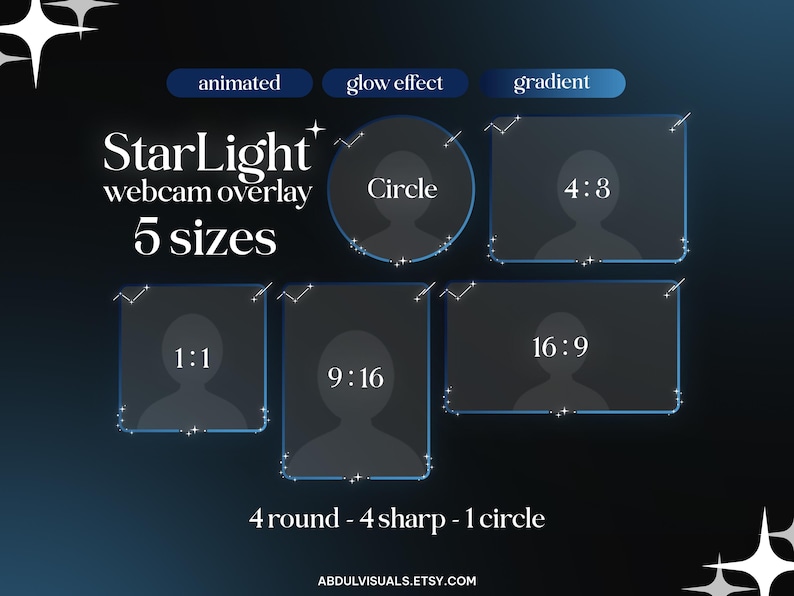 Starlight Webcam Overlay, Facecam Overlay, 5 Sizes, Blue & White ...