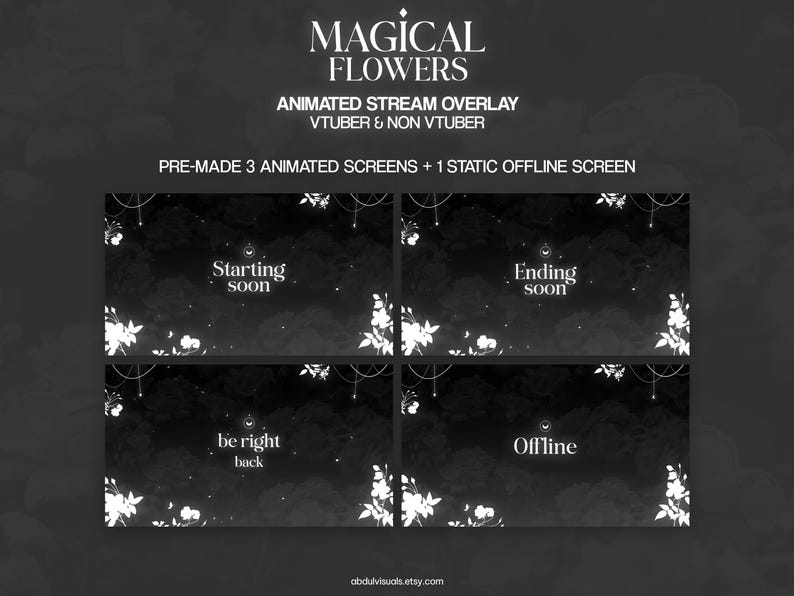 Magical Flowers Animated Stream Overlay, Vtuber Overlay, Cherry Blossom ...