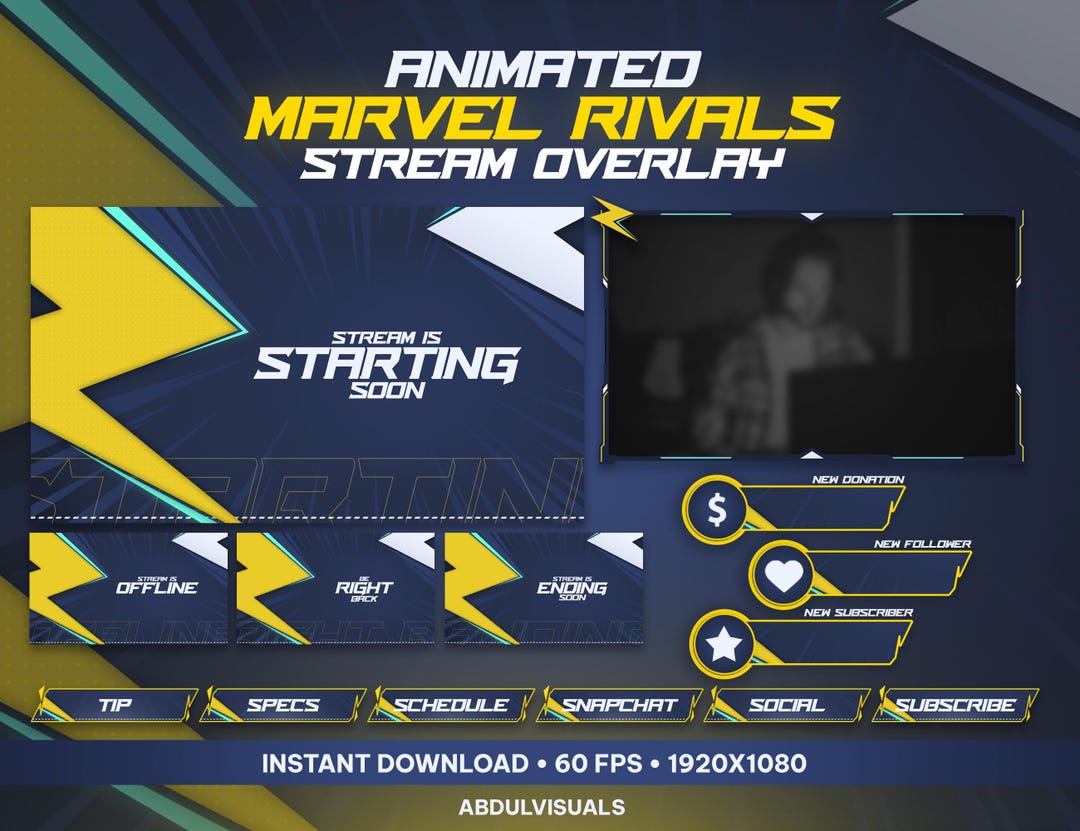 Animated Marvel Rivals Stream Overlay Twitch Overlay Stream Pack Marvel ...