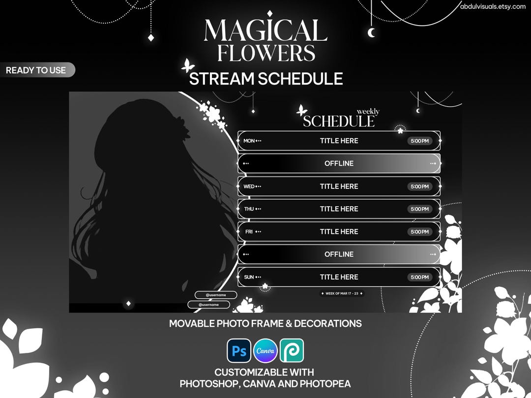 Magical Flowers Stream Schedule - Canva Customizable - Schedule ...