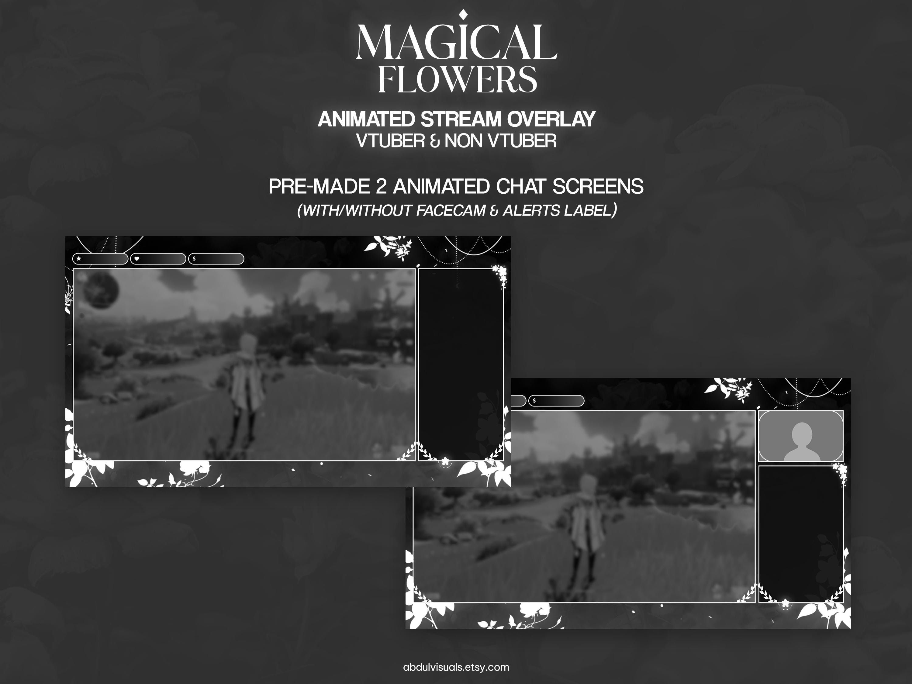 Magical Flowers Animated Stream Overlay, Vtuber Overlay, Cherry Blossom ...